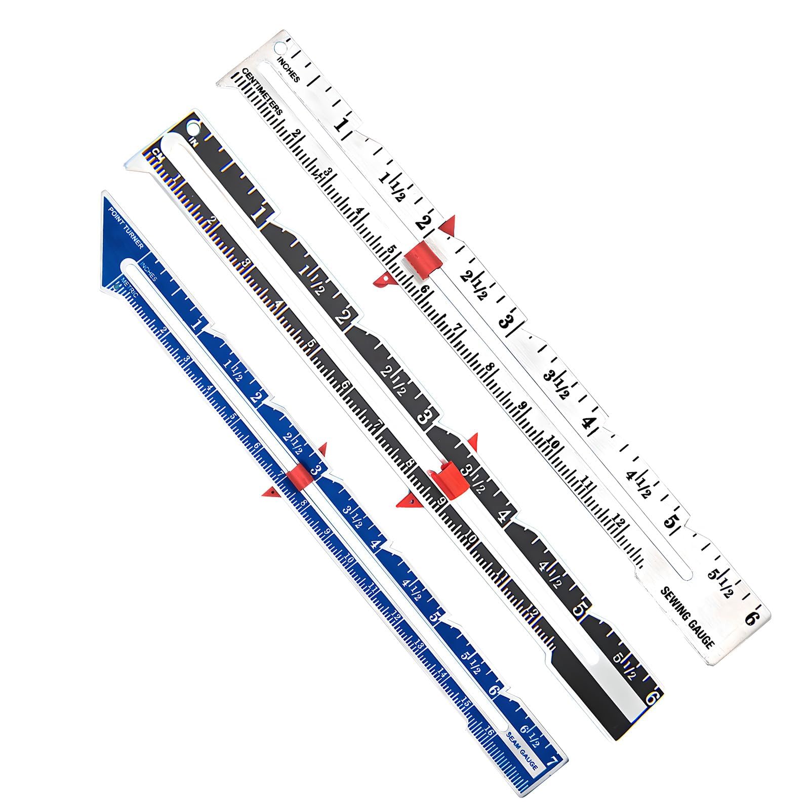 GALAMAX 3 Pcs Sewing Rulers, Metal Sliding Gauge Sewing Measuring Tool ...