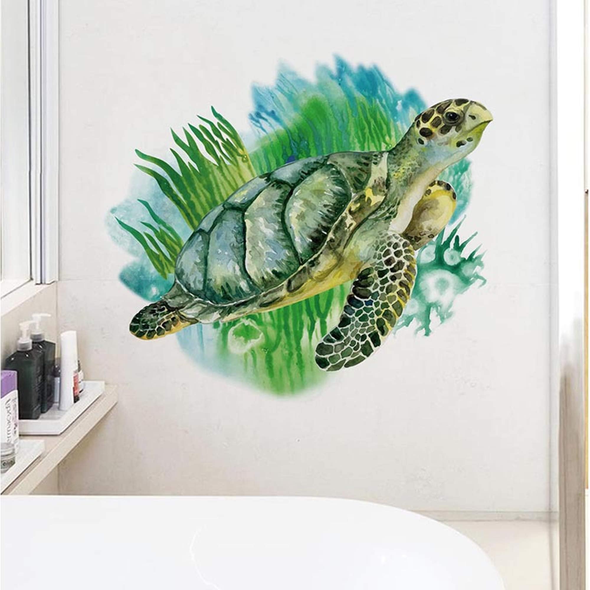 Amazon.com: Ocean Sea Turtle Wall Decal, Under The Sea Green Turtle ...