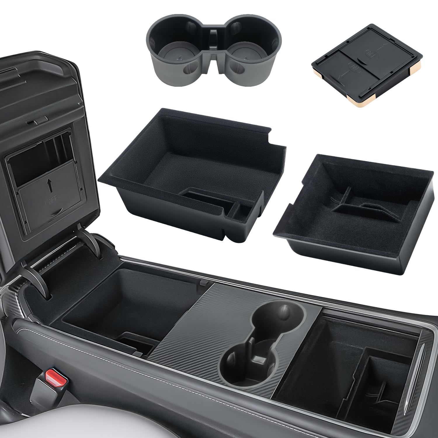 Amazon.com: Uireefly 4Pcs Center Console Organizer for Tesla Model Y ...