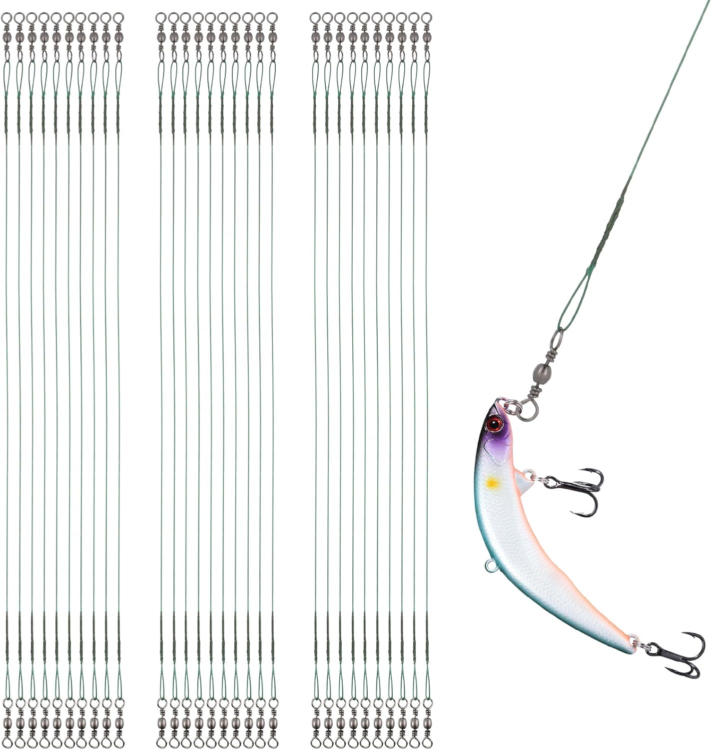 Amazon.com : Fishing Leaders with Swivels, 30 Pcs 9.84 inches Heavy ...