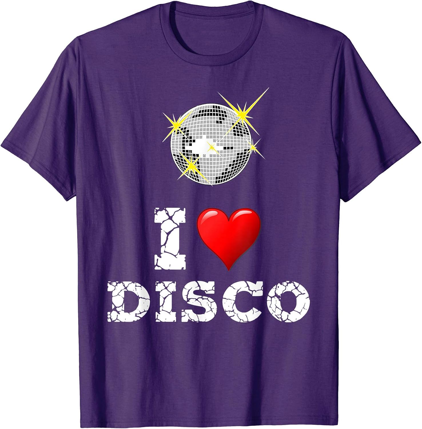 Amazon.com: I Love Disco T-Shirt with Heart, Cool Mirror Ball Tee Shirt ...