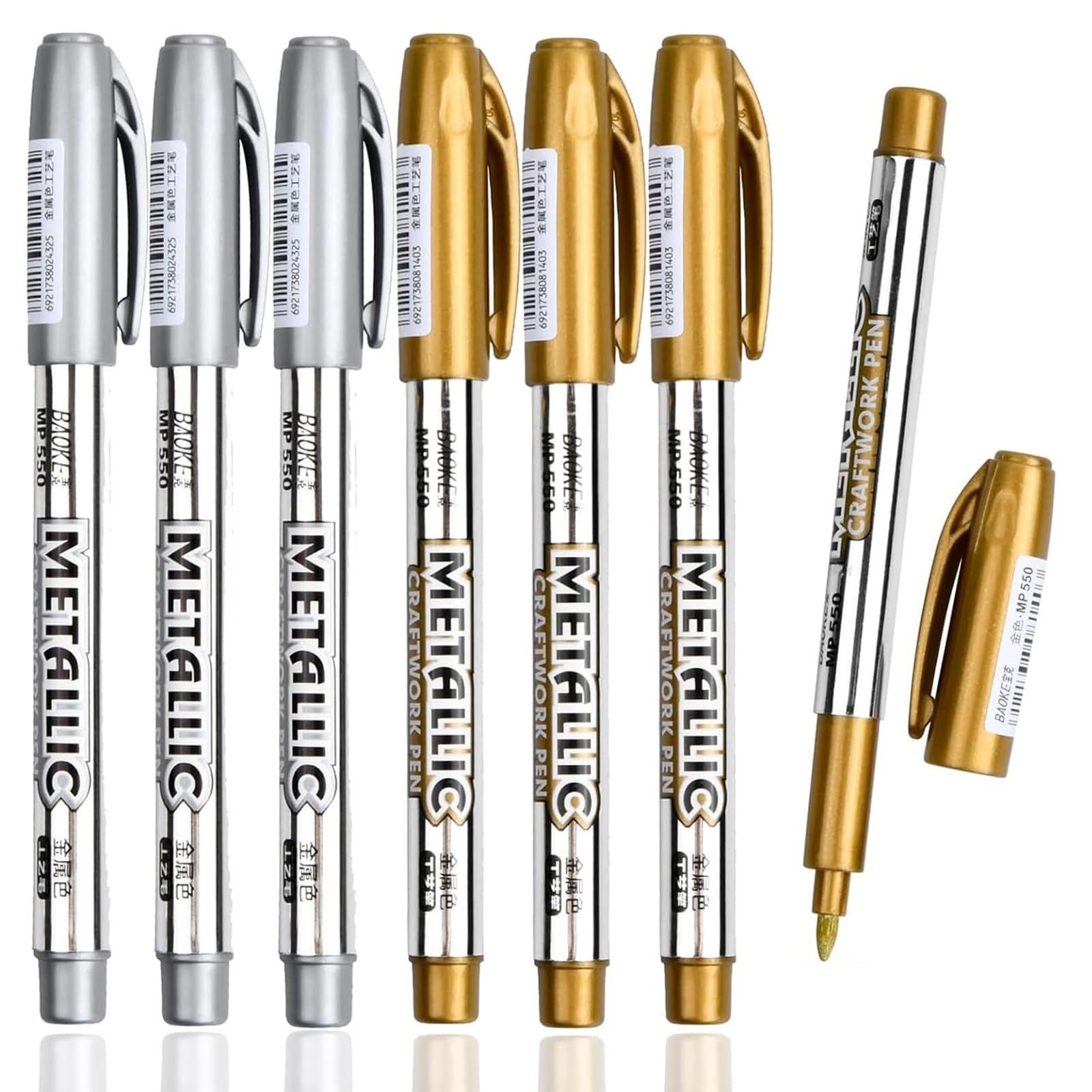YSFVNP 6 Pcs Metallic Marker Pens, Gold Pens Metallic, Silver Permanent ...