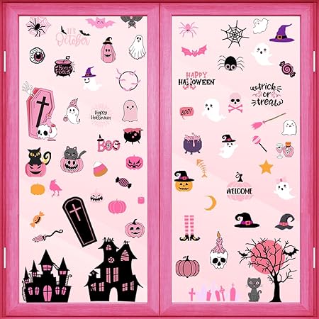 Amazon.com: 6 Sheets Halloween Window Clings Halloween Window Stickers ...