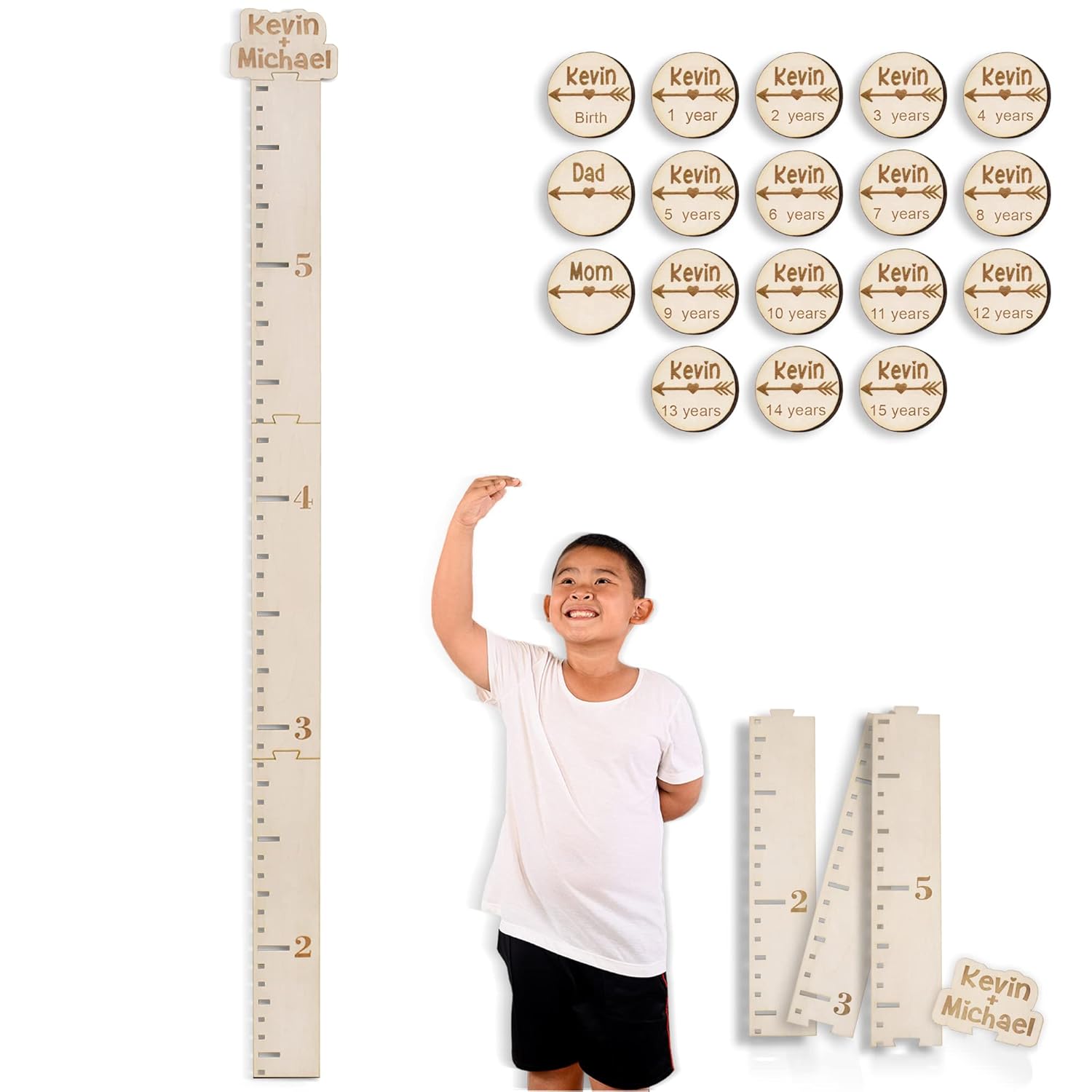 Amazon.com: Personalized Wooden Ruler Growth Chart for Kids | Custom ...
