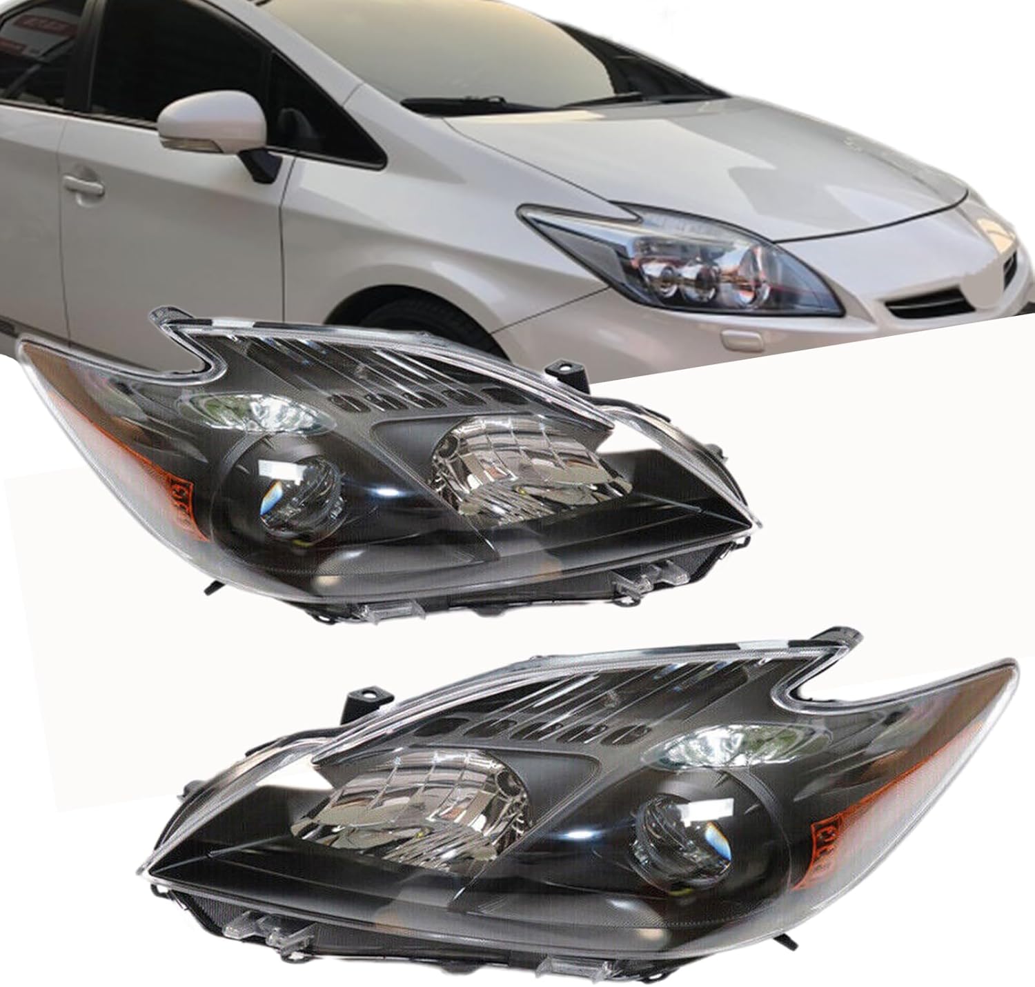 Amazon.com: Left Driver & Right Passenger Side Front Headlight Halogen ...