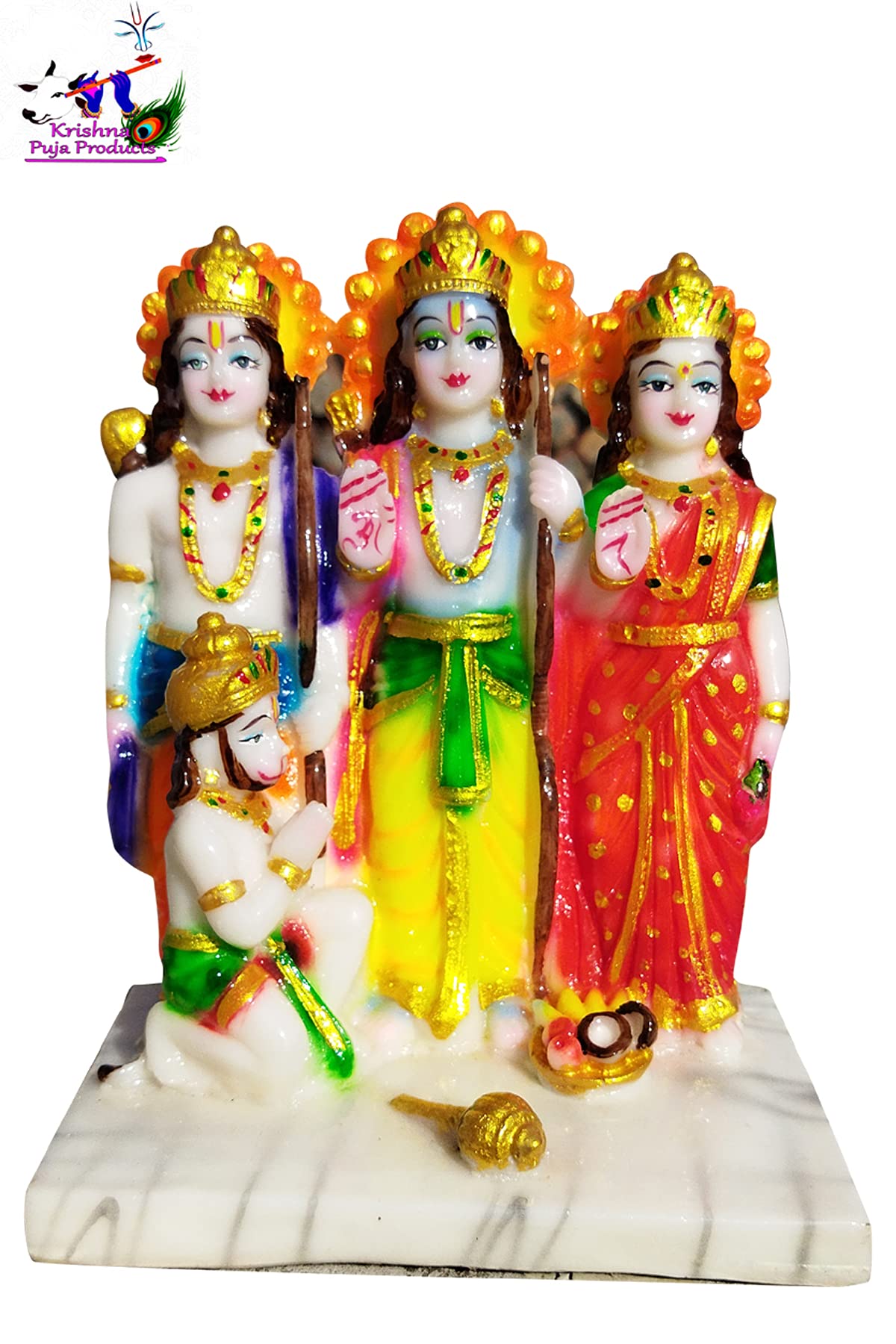 Buy Krishna Puja Products Washable Marble Ram Darbar Statue, Ram Darbar ...