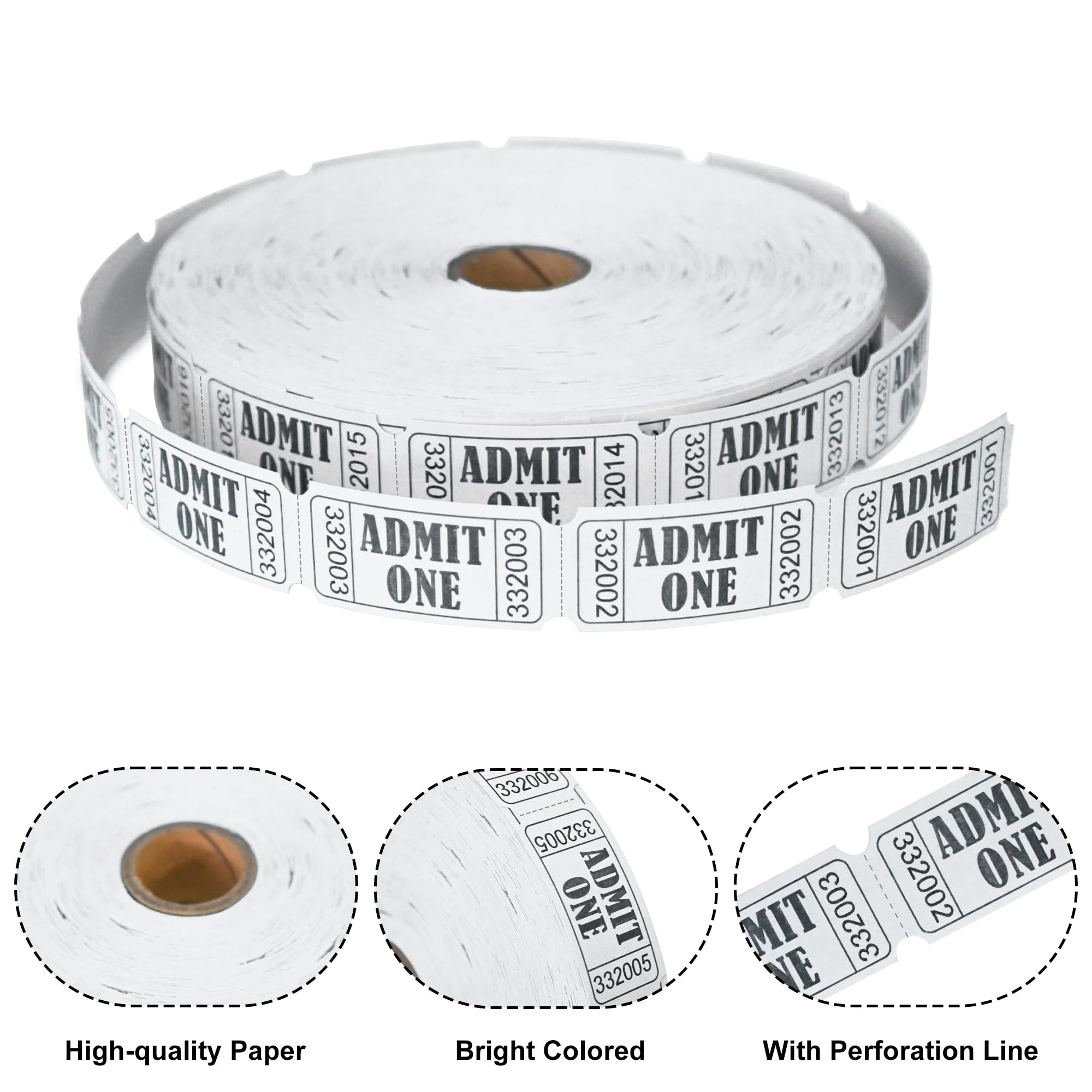 L LIKED 2000 White Raffle Tickets with Perforations and Consecutive ...