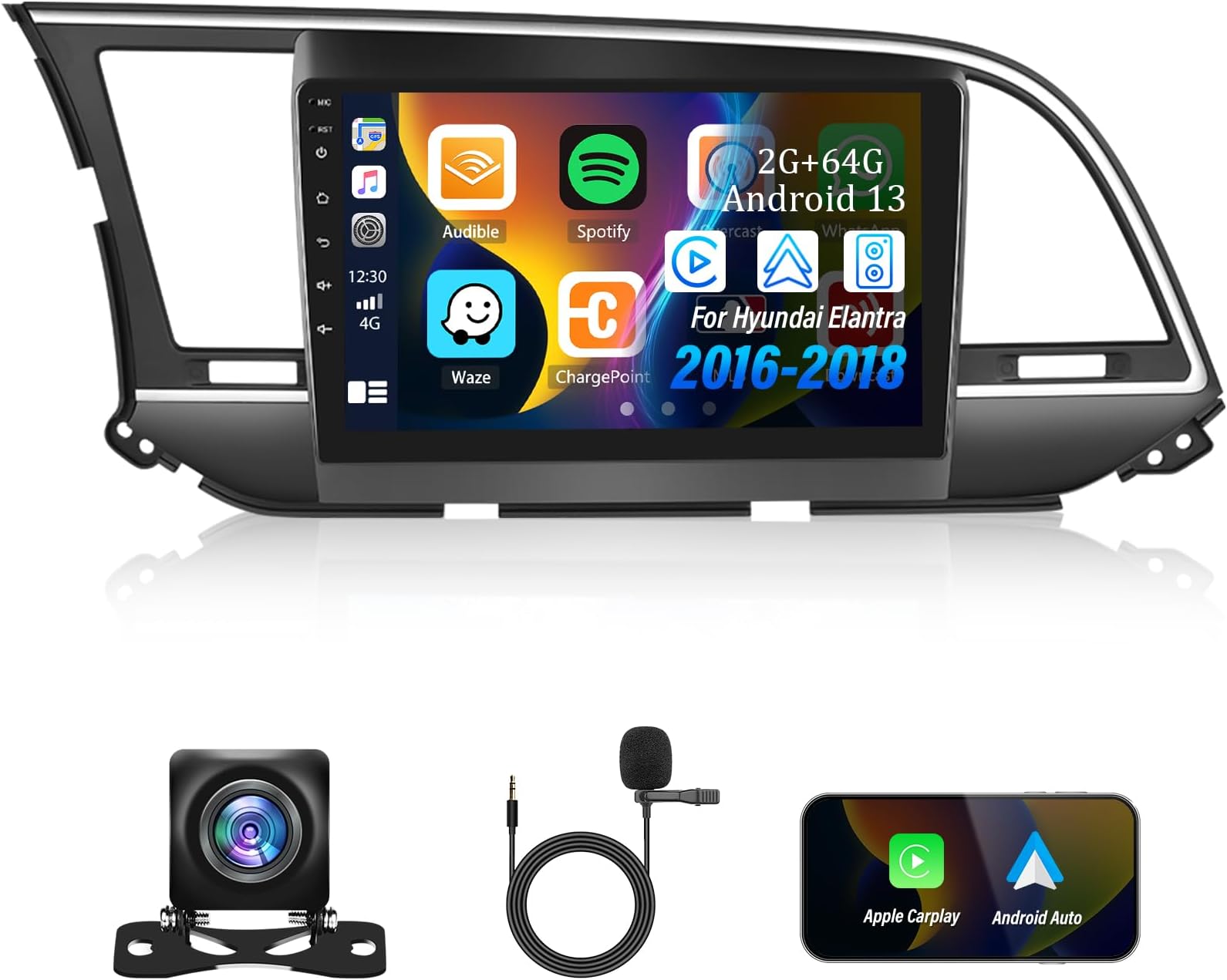 Amazon.com: [2+64G] Android 13 Car Stereo for Hyundai Elantra 2016-2018 with Wireless Apple ...