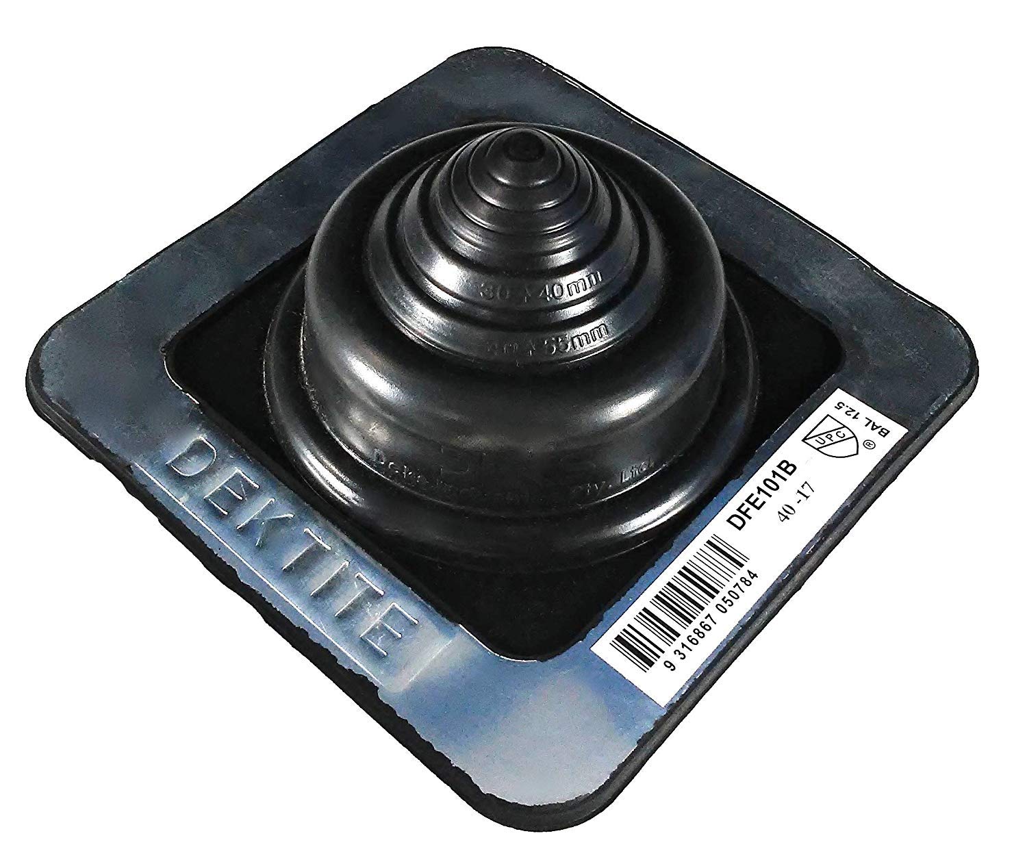 Snapklik.com : Dektite Premium #1 Black EPDM Metal Roof Pipe Flashing