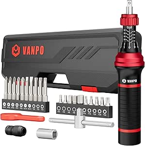 VANPO Torque Screwdriver 10-80 in.lb, 24 Pcs Torque Screwdriver Wrench Set with Quick Change Bit ...