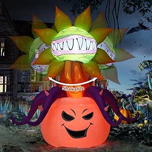 Amazon.com: GOOSH 6.2 FT Halloween Inflatables Cannibal Flower Outdoor Decorations with Shaking ...