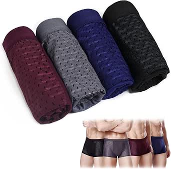 SMCEHEYA 4 Pcs Men's Bamboo Boxers Shorts Breathable Micro Mesh Briefs ...