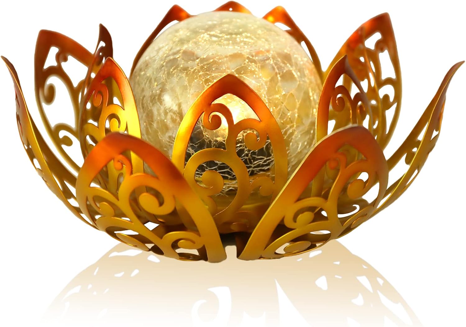 Garden Solar Lights Outdoor Lotus Solar Lamp Waterproof Metal Crackle ...