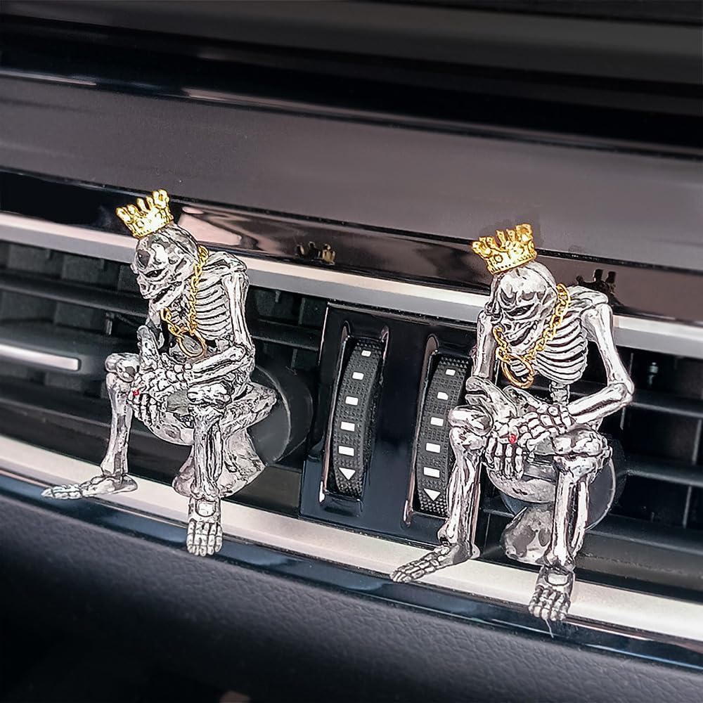 Amazon.com: 3PCS Cool Skull Car Air Freshener Vent Clip, Ghost Skeleton ...