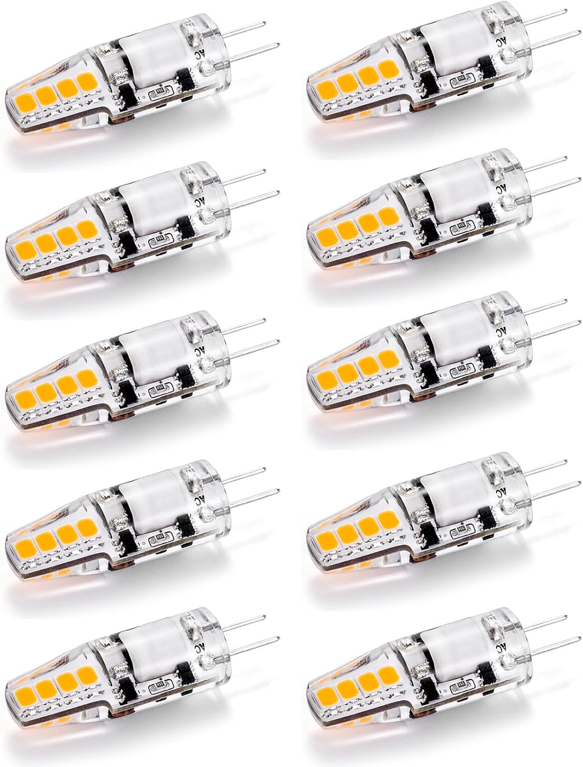Joutameili 10 Pack G4 LED Bulb 12V AC DC 2W No Flicker G4 Bi-Pin LED Light Bulbs 20W-30W T3 ...