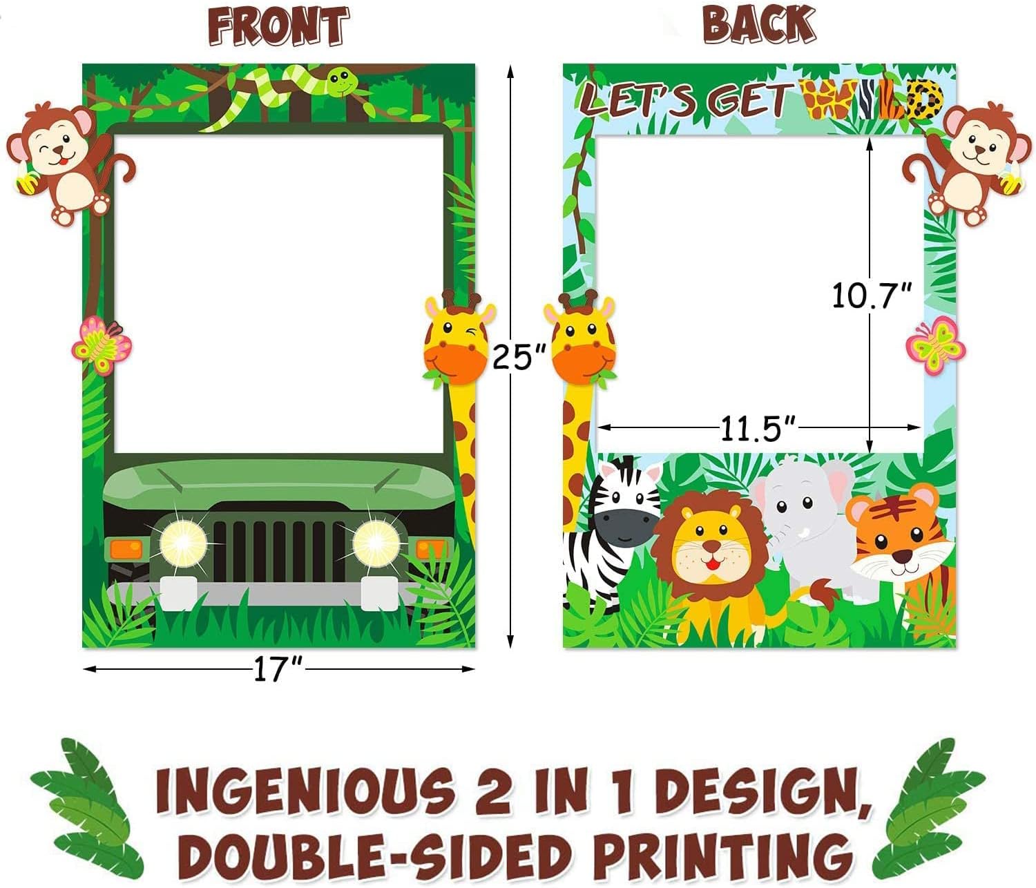 Huray Rayho Safari Birthday Decorations Jungle Photo Booth Props Zoo ...