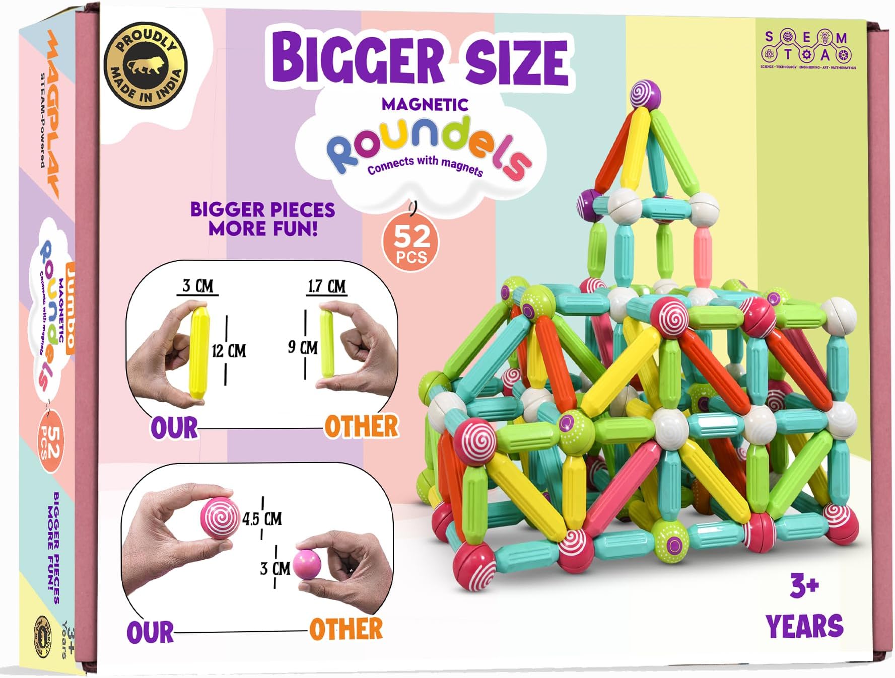 ToyDen Magnetic Sticks Building Blocks Set For Kids Age 3+ - Creative ...
