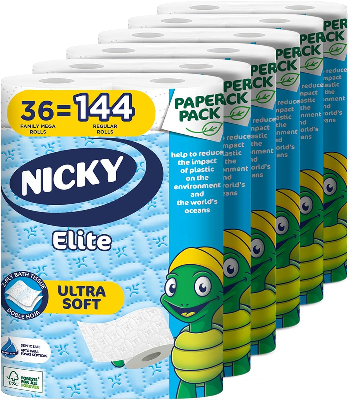 Amazon.com: Nicky® Elite Bath Tissue 36 Ultra Soft Mega Rolls= 144 ...