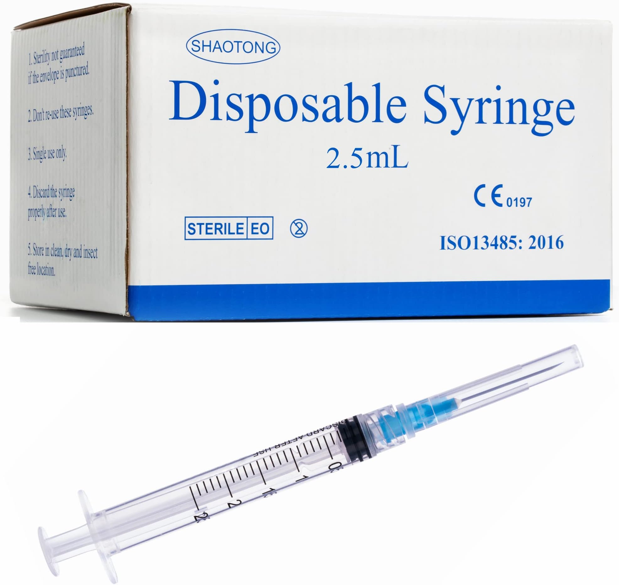 Amazon.com: 2ml Syringe with 23G 1In Needle - Disposable Individual ...