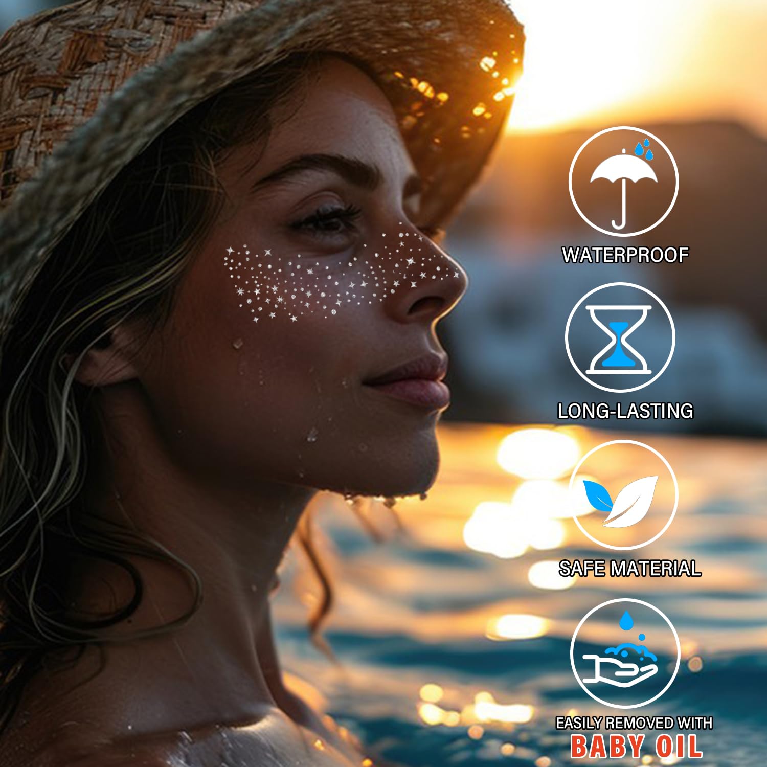 Snapklik.com : 50 Pcs Silver Glitter Freckles Face Tattoo, DIY Glitter Freckles Makeup Patches ...