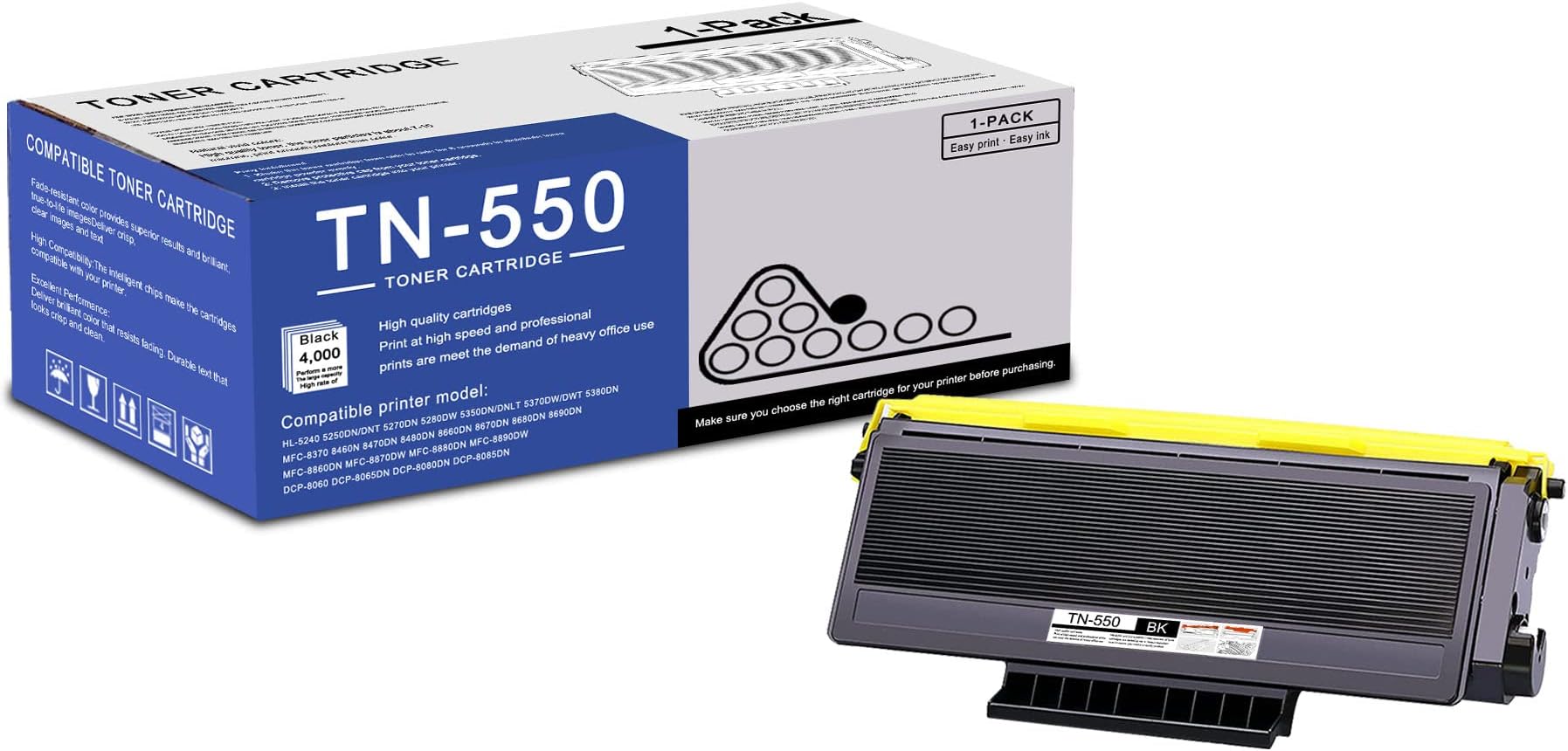 Amazon.com: 1 Pack TN550 TN-550 Black Toner Cartridge Compatible TN550 ...