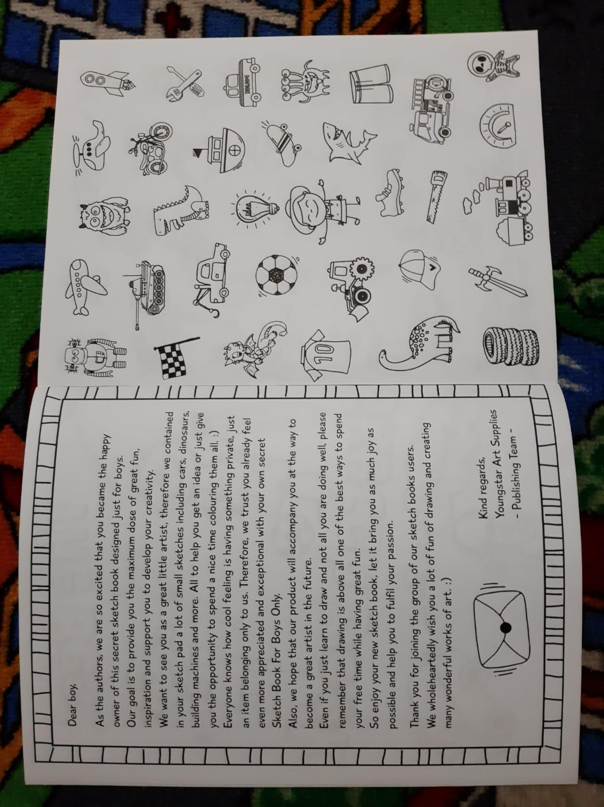 The Best Sketch Book For Boys Only: Fun Drawing Pad for Kids Includes ...