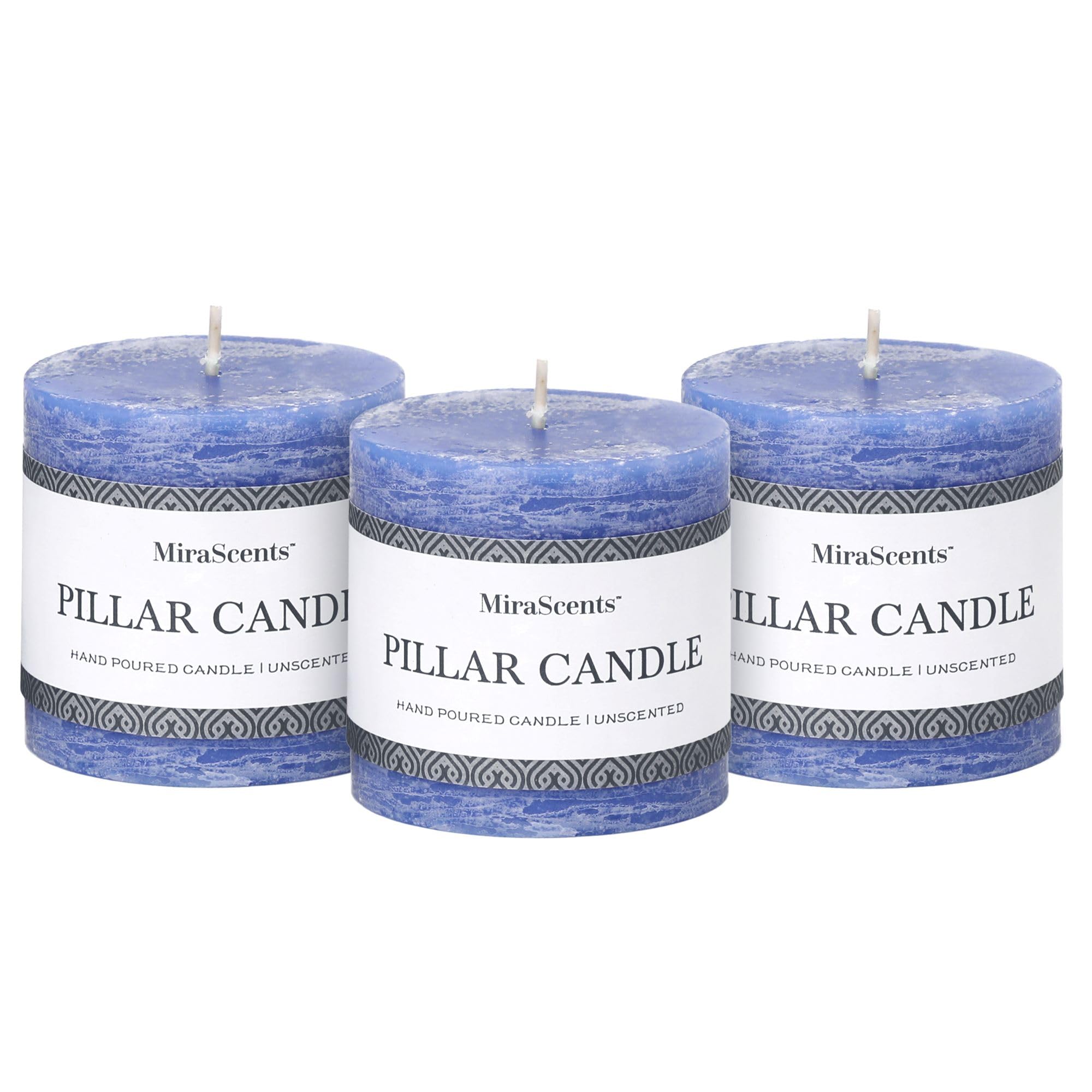 Amazon.com: 3x3 Inch Blue Pillar Candles Set of 3 - Hand-Poured ...