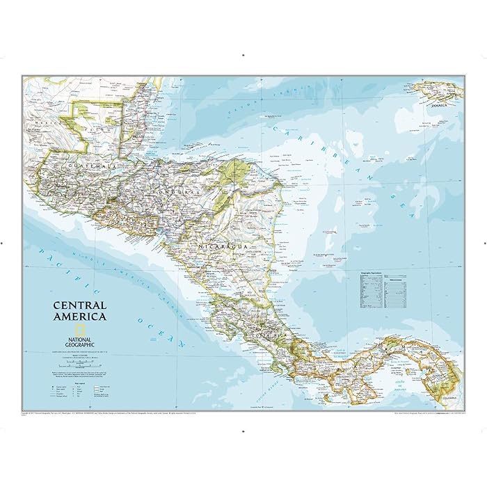 Buy National Geographic: Central America Classic Wall Map - 29 x 22.5 ...