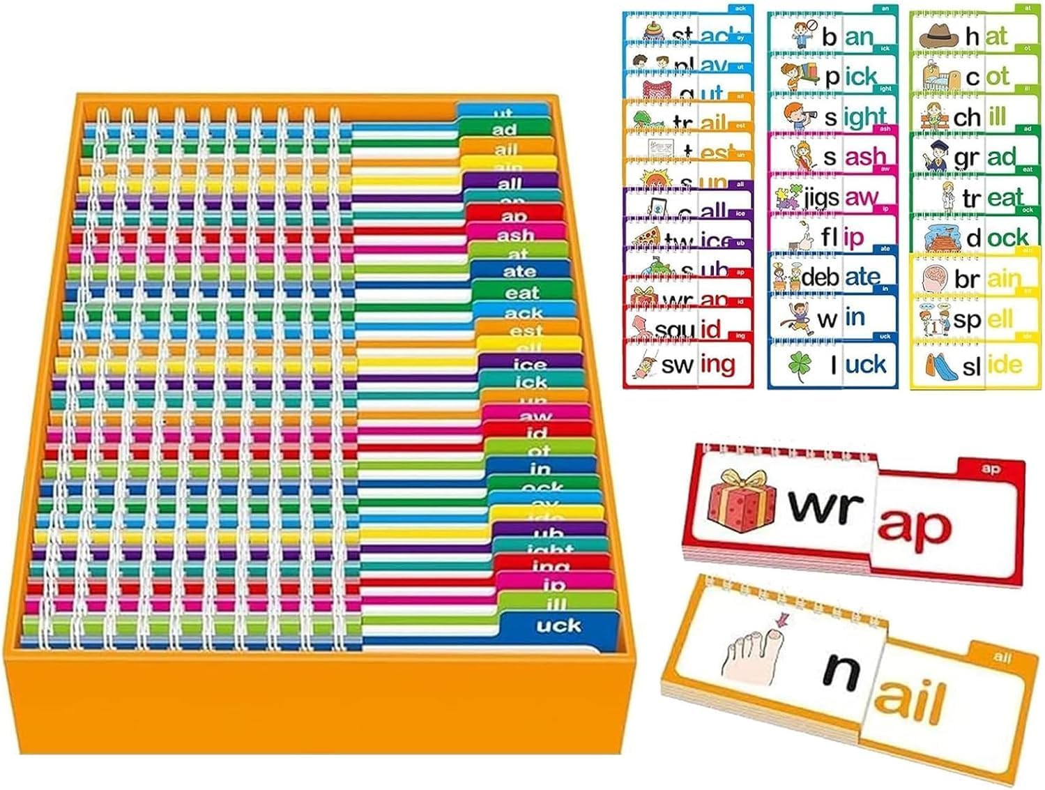 Amazon.com: 30 Read Word Families, Sight Words, ABC Phonics Flash Cards ...