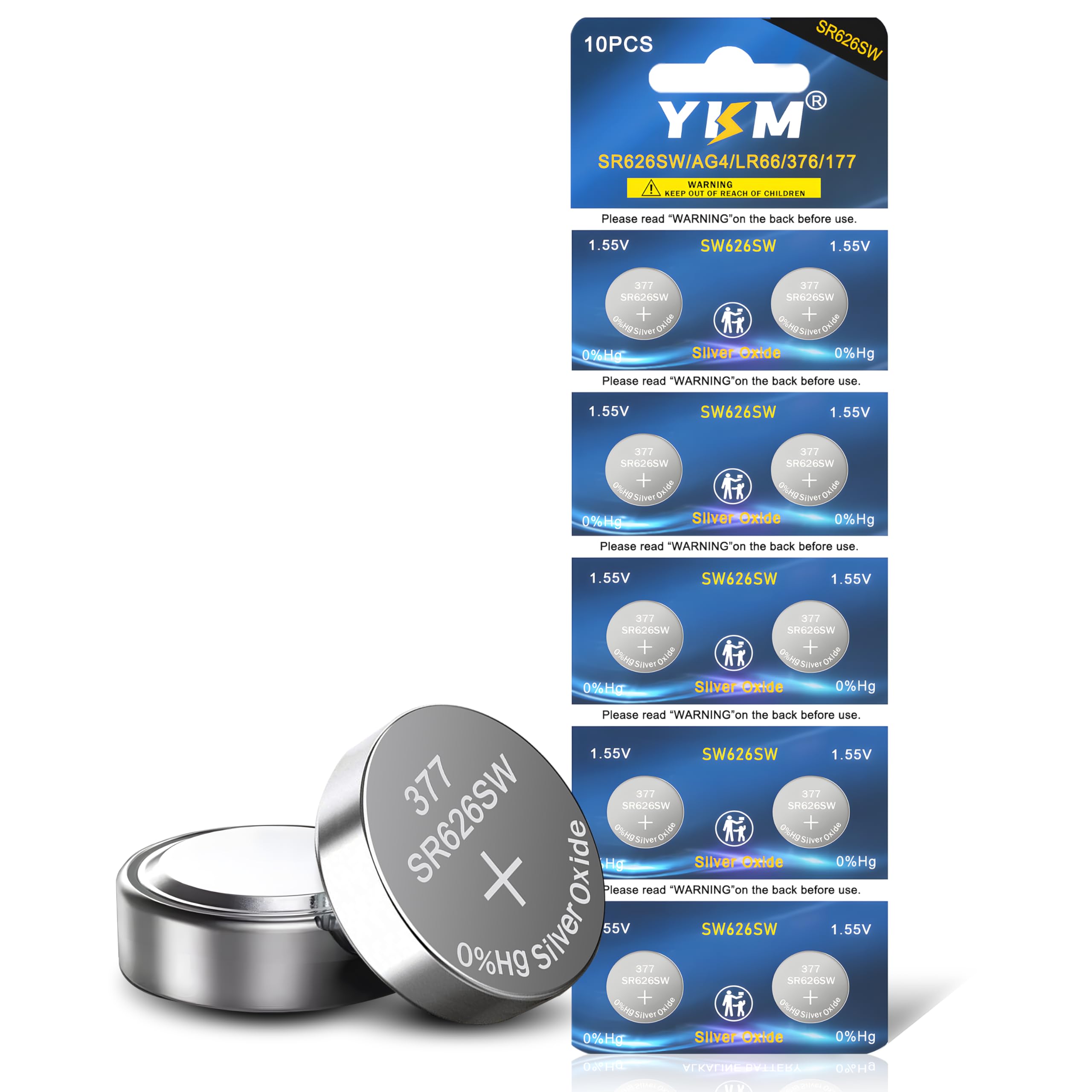 Amazon.com: YKM 377 SR626SW Watch Battery LR626 377/376 V377 377a AG4 1 ...