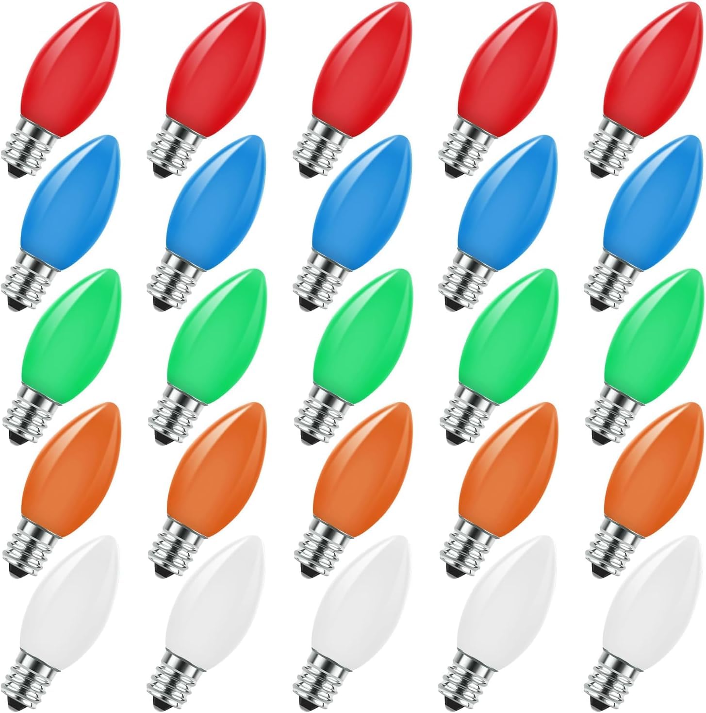 25 Pack Vintage C9 Light Bulbs, Ceramic Multicolor C9 Christmas Light ...