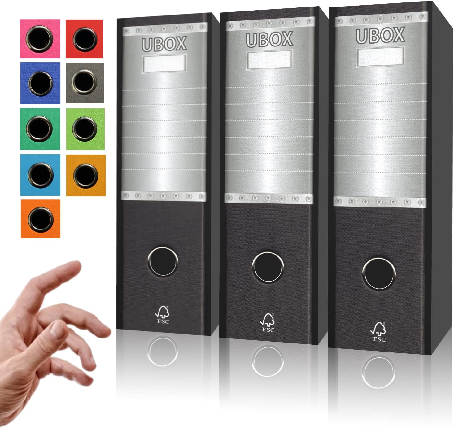 LogicaShop UBOX Raccoglitori ad Anelli A4 Grandi con Custodia, Faldoni Archivio, Classificatori ...