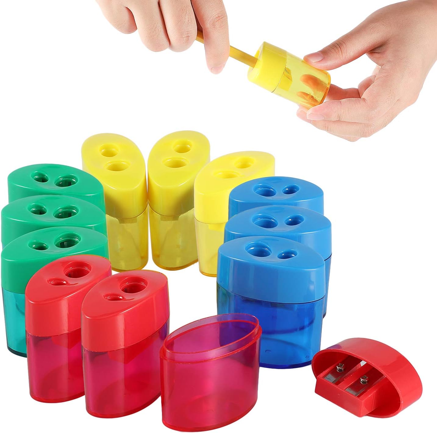 Amazon.com : KIDMEN 2 Holes Pencil Sharpener,Pencil Sharpener for Kids ...
