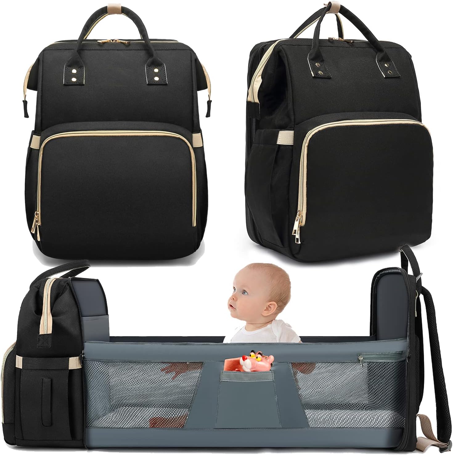 Amazon.com: Diaper Bag Backpack with Changing Station: Pink Baby ...