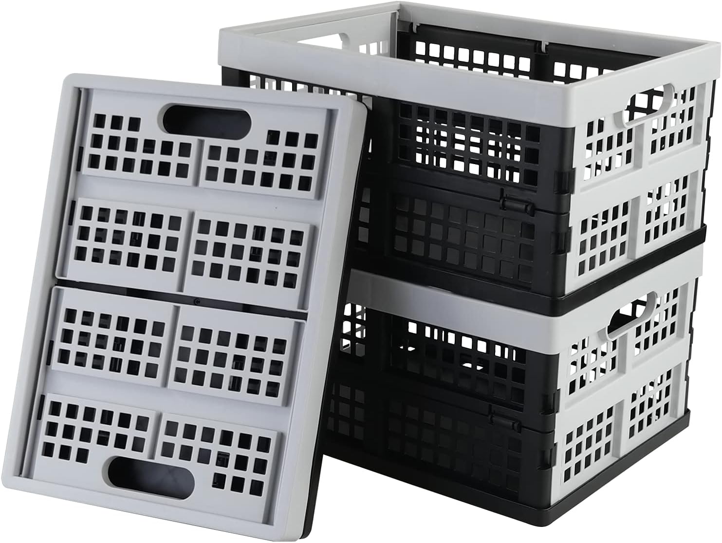 Amazon.com : Cand 3 Packs 16 Quart Folding Milk Crates, Plastic ...