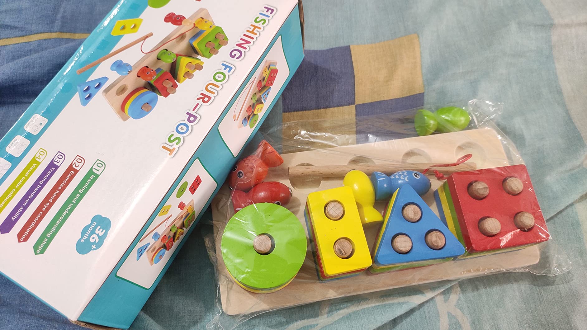 WHIZ KIDS Wooden Shape Color Sorting Blocks Puzzle Stacking Sorter ...