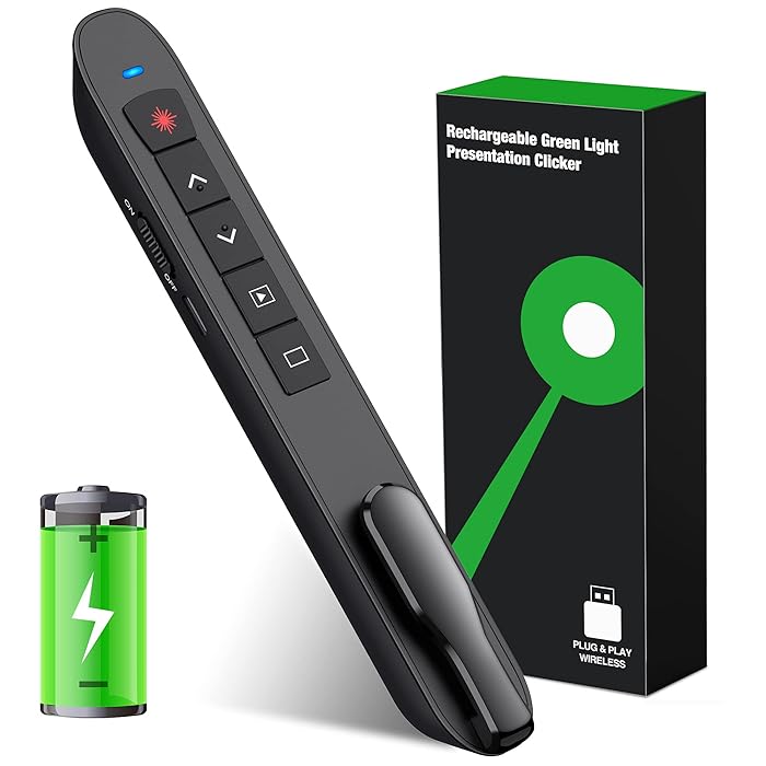 Buy Presentation Clicker Wireless Presenter Remote with Green Light ...