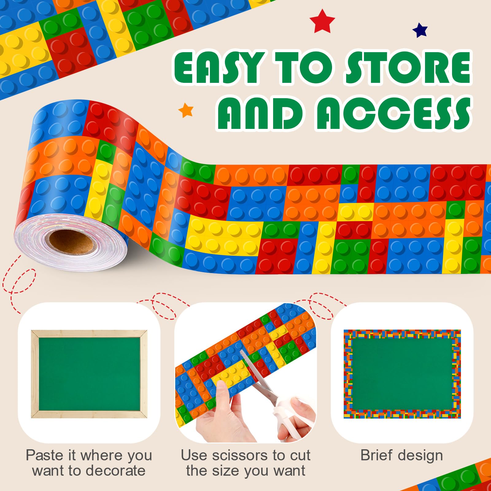 Snapklik.com : 1 Pack 65 Feet Building Block Bulletin Board Borders ...