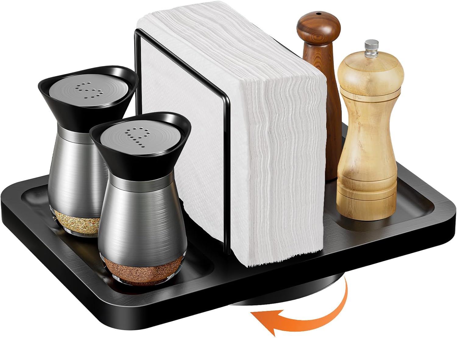 Amazon.com: Rotating Napkin Holder for Table, Bamboo Standing Napkin ...