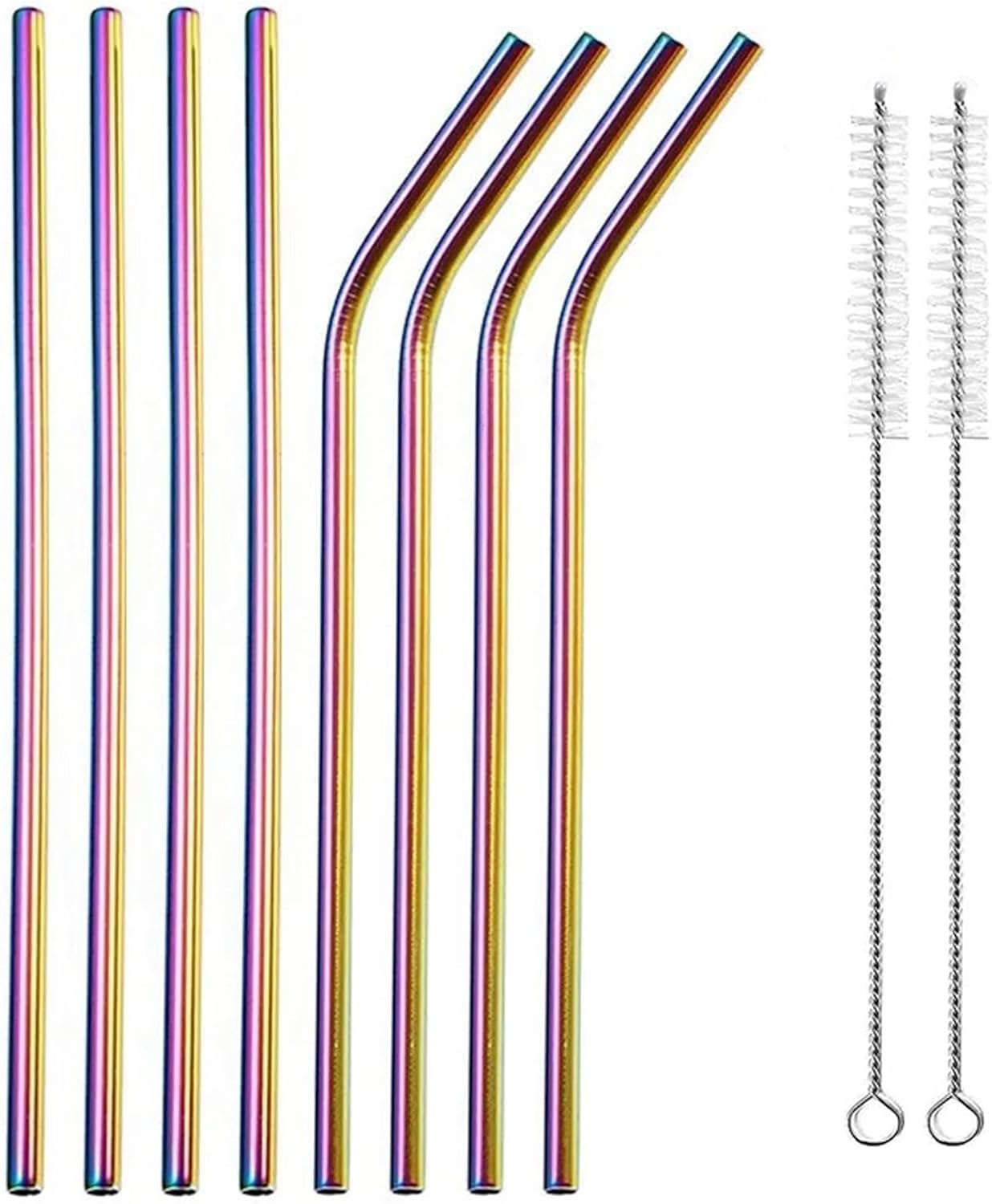 Amazon.com: 5PCS Reusable Stainless Steel Straws, Colorful Rainbow ...