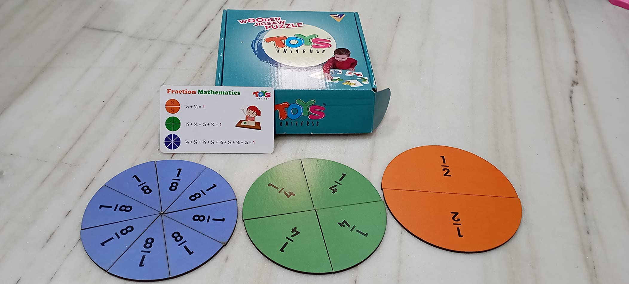 Toys Universe Wooden Fractions Mathematics Puzzle, Math Learning kit ...