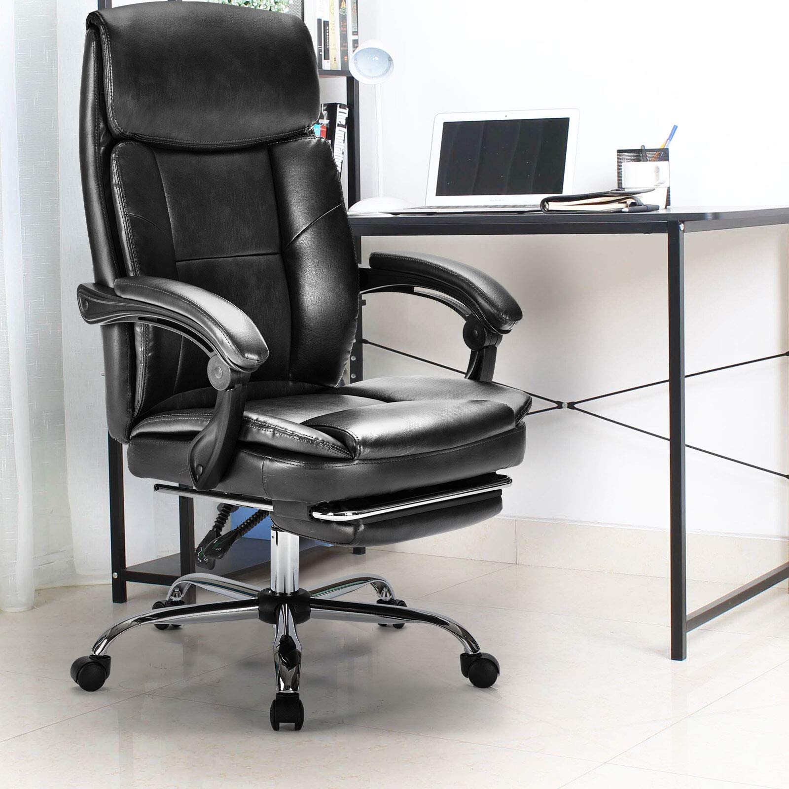 Executive Office Chair, Ergonomic Big and Tall Leather Swivel Rolling ...
