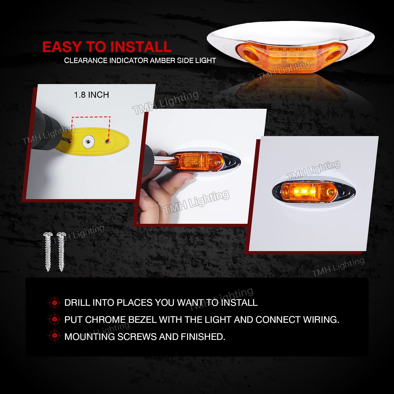 Snapklik.com : 10 Pcs 2.5 Inch Amber Mini Sealed Side Marker Light ...