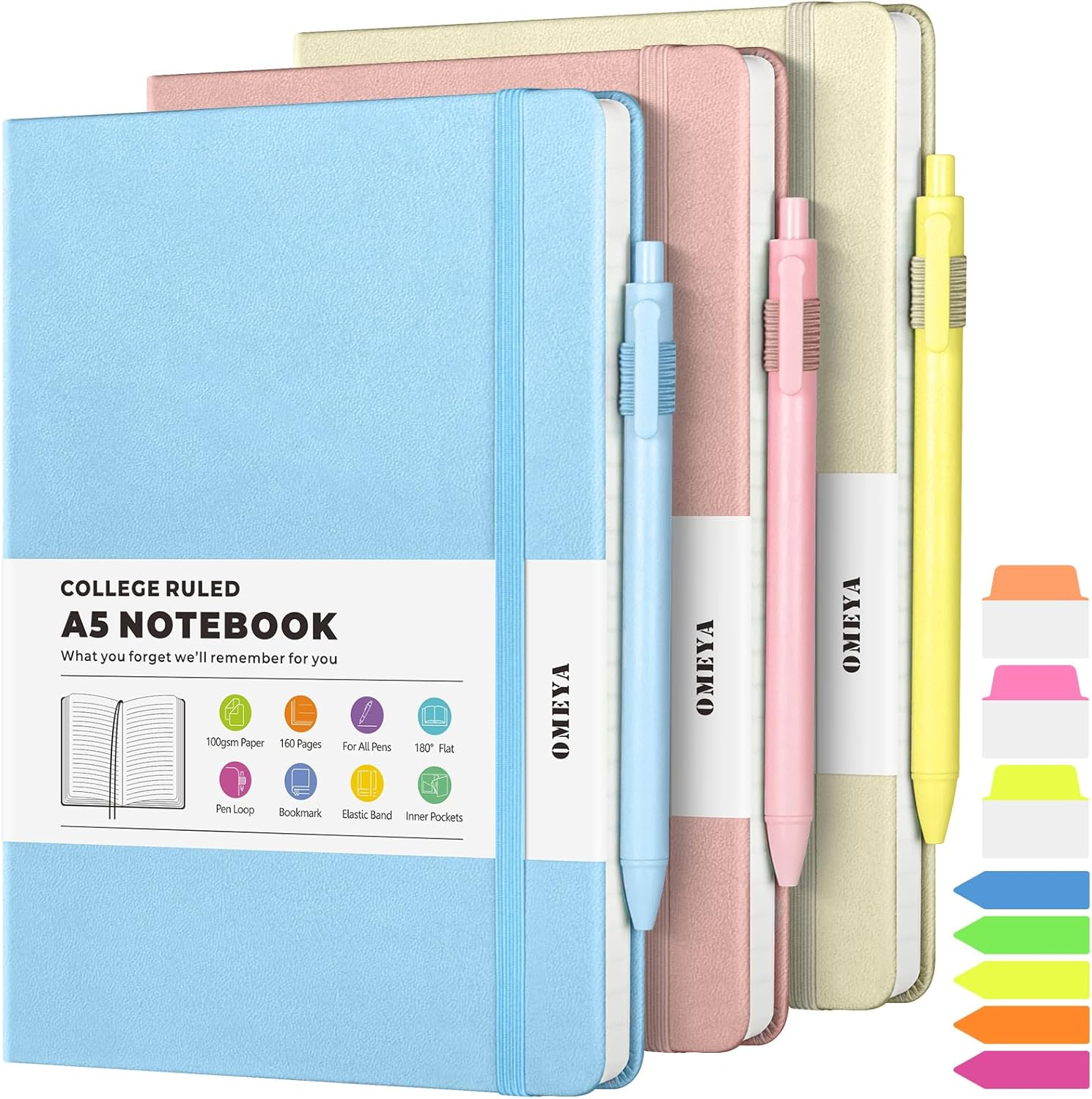 Amazon.com : Lined Journal Notebook, 3 Pack A5 College Ruled Notebooks ...