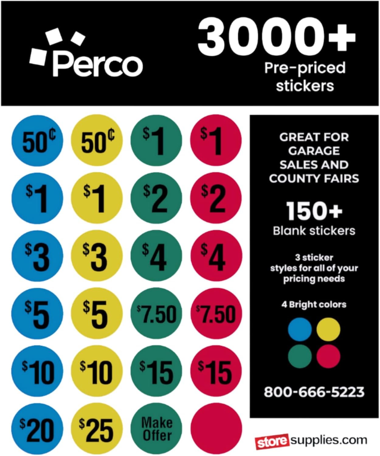 Amazon.com : Perco Garage Sale Price Stickers - 3000+ Pre-priced & 150 ...