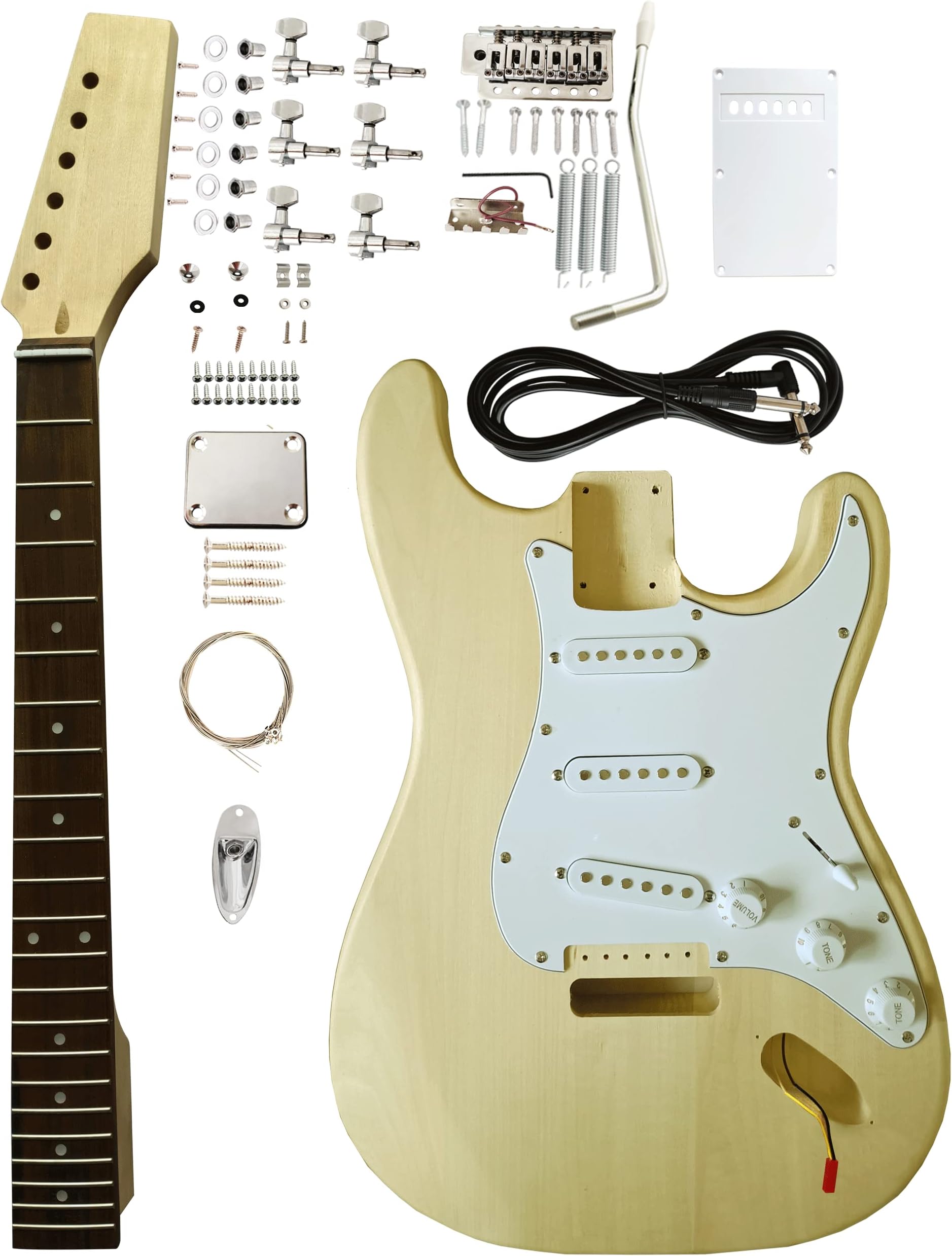 Amazon.com: DIY Strat Electric Guitar Kit Mahogany Body With Sanding ...