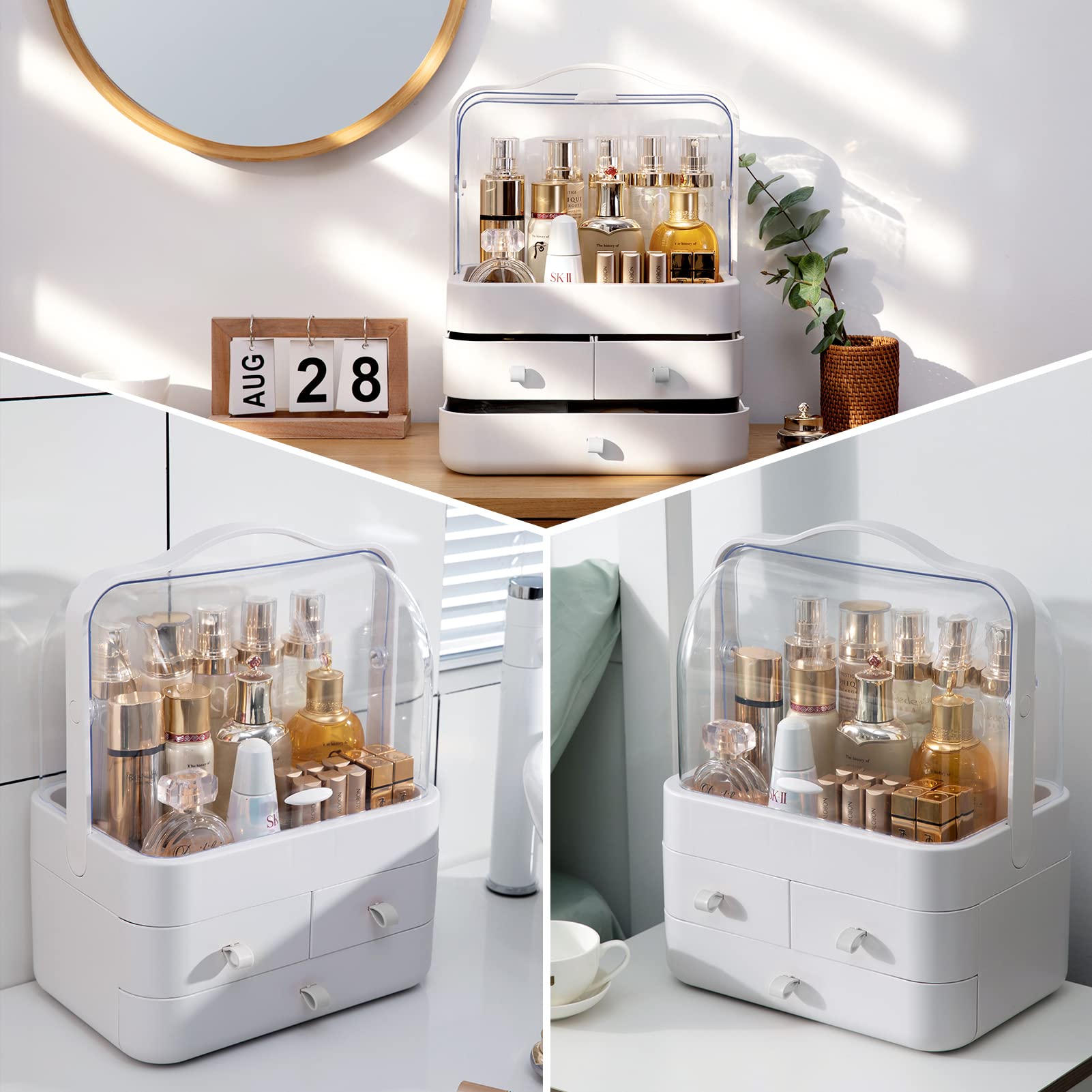 Makeup Organizer, Cosmetics Skincare Organizer Box Waterproof ...