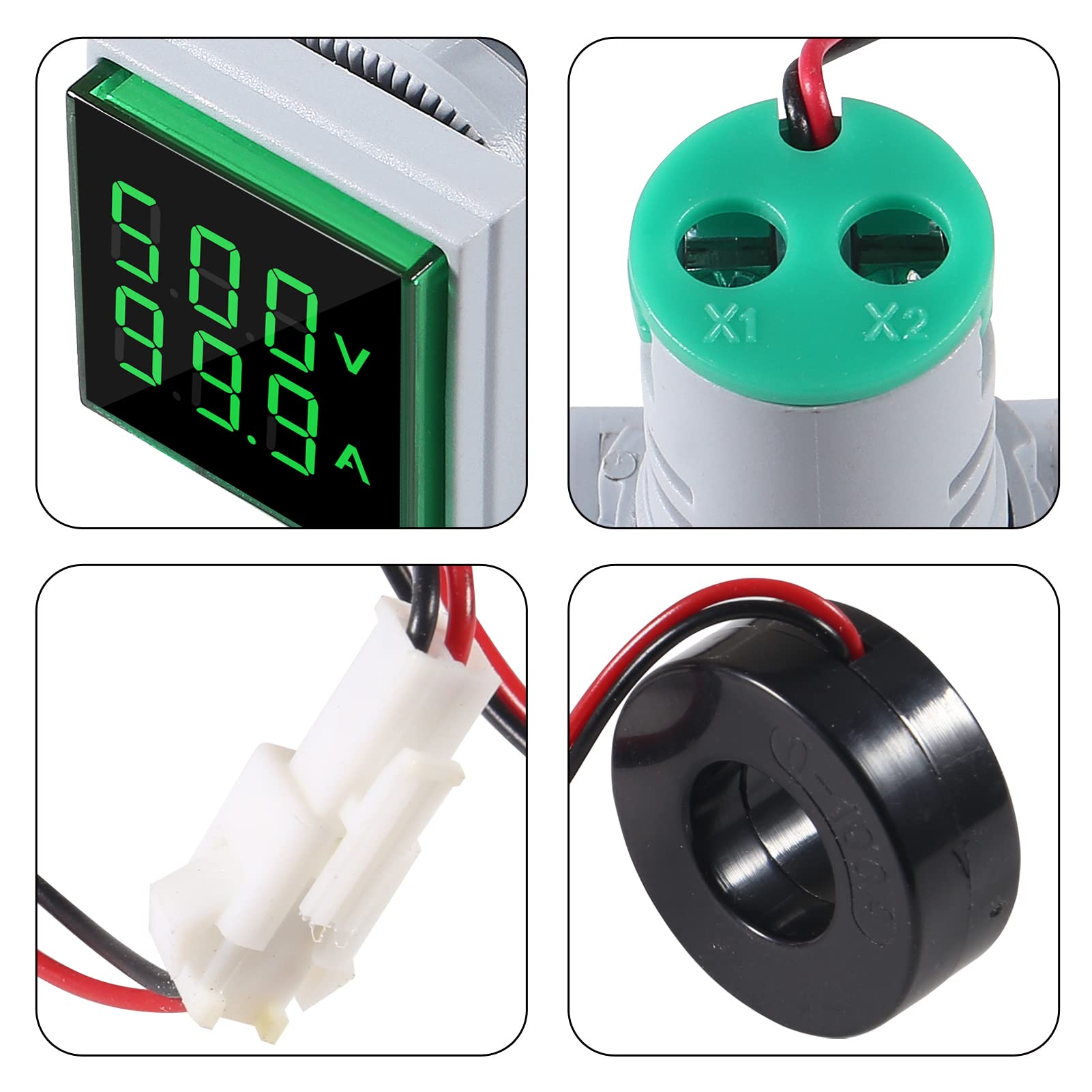 Snapklik.com : 2Pack LED Display Voltmeter, Square Dual Display ...