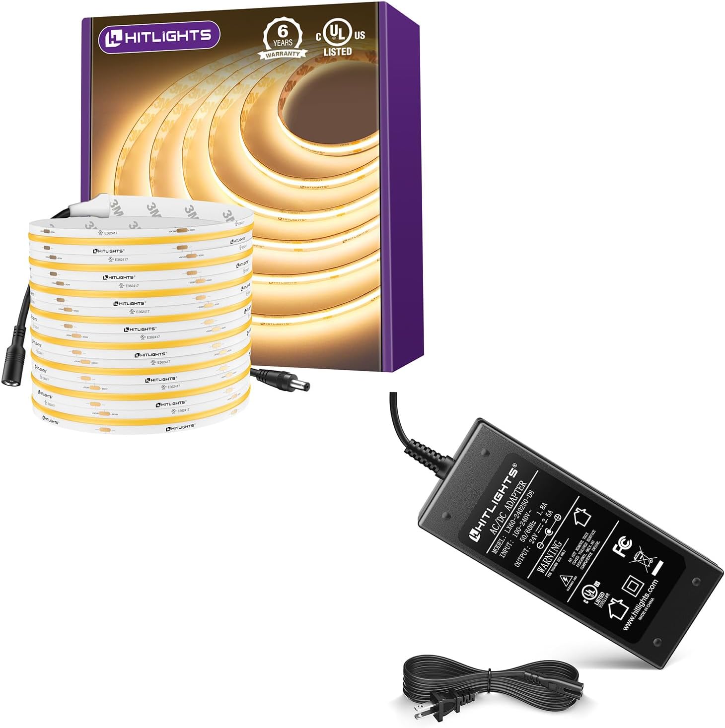 Amazon.com: HitLights COB LED Strip Lights Warm White, 16.4ft Premium ...