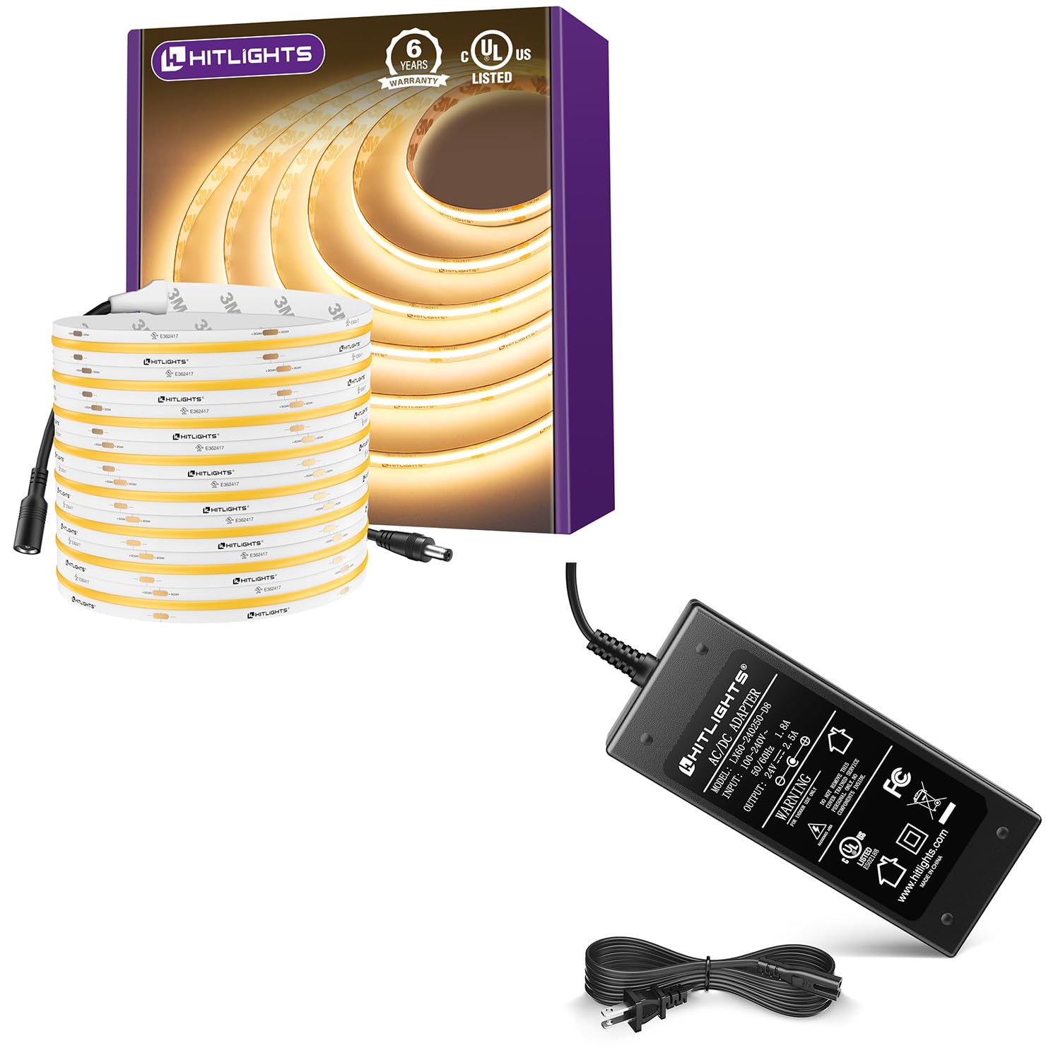 Amazon.com: HitLights COB LED Strip Lights Warm White, 16.4ft Premium ...